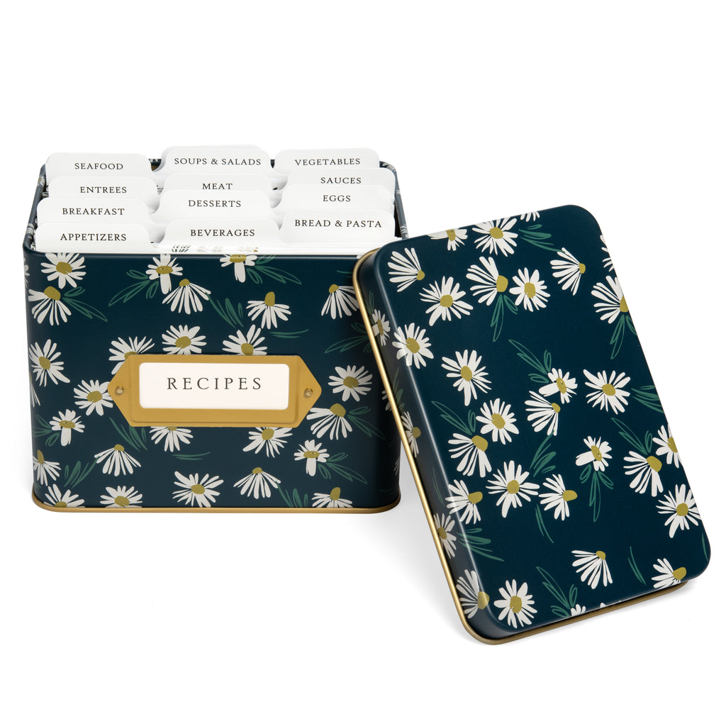 Recipe Tin Kit - English Daisies Tin, Recipe Cards, Classic Dividers ...
