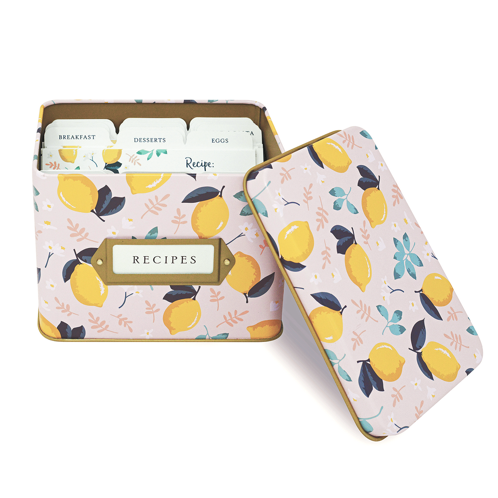Recipe Tin Kit - Lemon Zest Tin, Recipe Cards, Classic Index Dividers ...